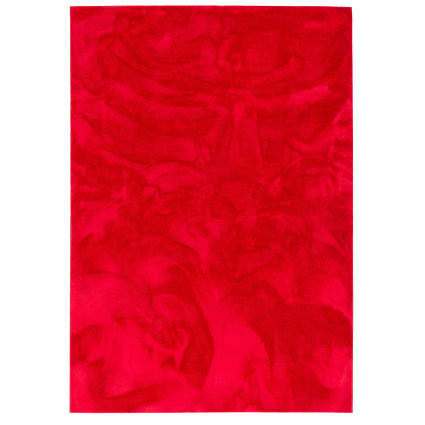Tapis en fausse fourrure uni rouge 80x150 cm | Maisons du Monde