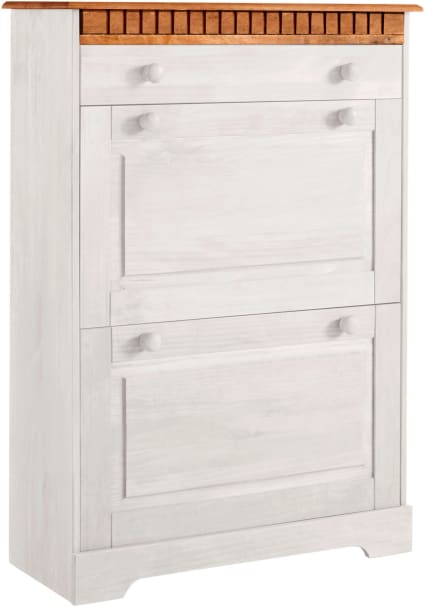 Coffre à chaussures avec 2 portes battantes 1 tiroir en pin blanc Lisa ...