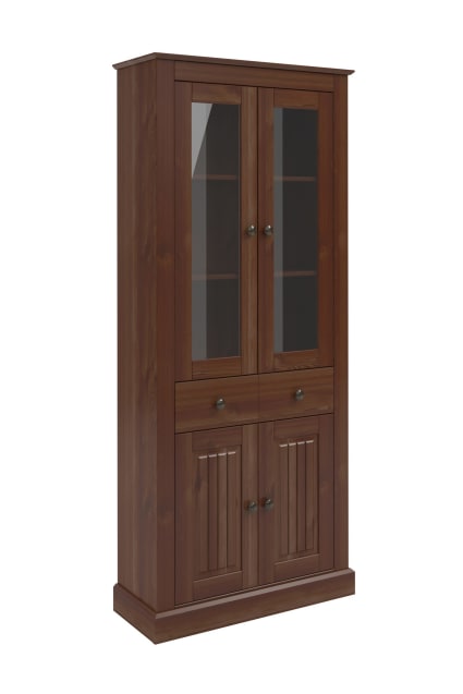 Vitrine avec 2 portes vitrées en pin marron Mille | Maisons du Monde