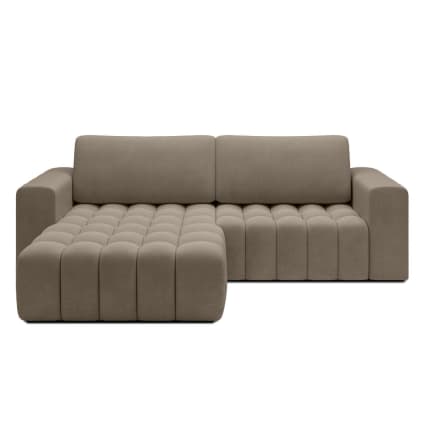 Canapé d'angle gauche convertible 4 places en velours taupe Clovis ...