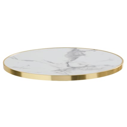 Plateau de table contreplaqué revêtement stratifié marbre Blanc/Doré ...