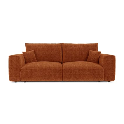 Canapé convertible express 3 places en tissu toucher doux terracotta ...