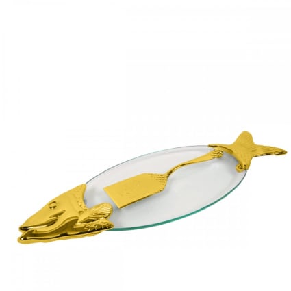 Piatto da portata per pesce con paletta dorata | Maisons du Monde