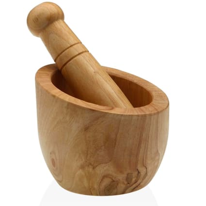 Mortier et pilon en bois d'hévéa 12x12x14.5cm | Maisons du Monde