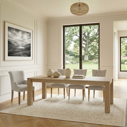 Table rectangulaire en chêne 1 rallonge 8/10 couverts beige Megève ...
