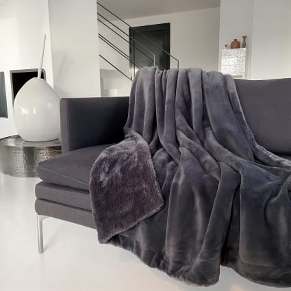 Plaid in pile Cozy antracite 130x170cm | Maisons du Monde