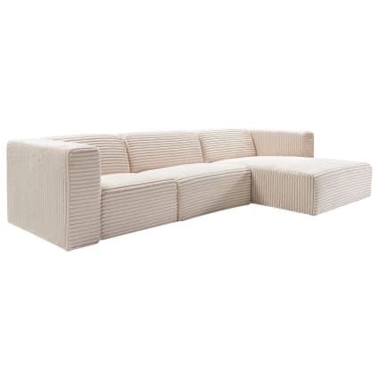 Canapé d’angle modulable 5 places en velours côtelé beige Pradia ...