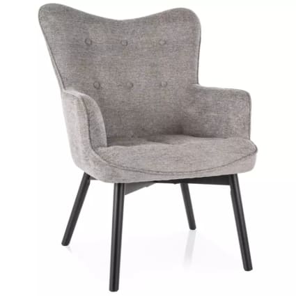 Chaise en tissu gris avec accoudoirs, pieds noir mat 72x75x99cm Salyne ...