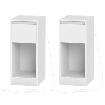 2 mesitas de noche con led y puertos usb de color blanco Kailyn ...