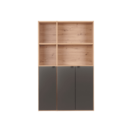 Bibliothèque 3 portes L129 cm effet bois carbone Marlone | Maisons du Monde