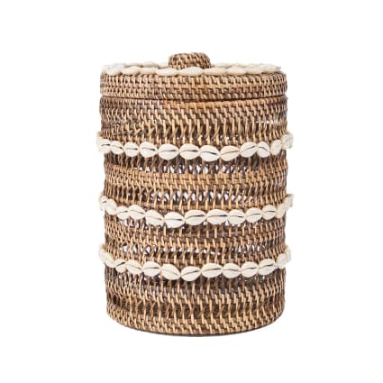 Panier rotin et coquillage marron 21x21x30cm Shell | Maisons du Monde