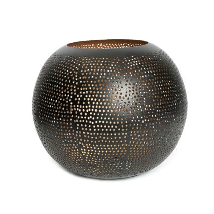 Portavelas esfera de latón negro oro 22x19 cm Pierced | Maisons du Monde