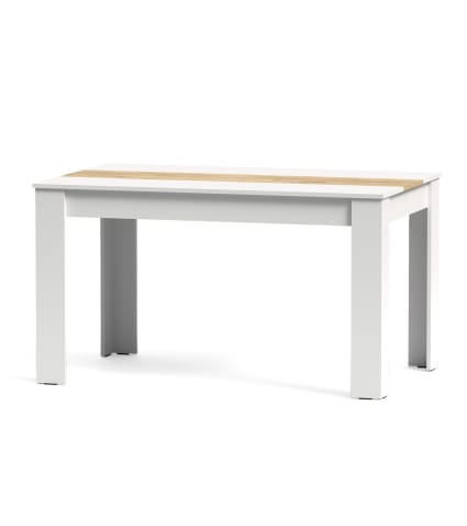 Mesa comedor fija para 6 comensales de 140 cm en color oak blanco Mirko ...