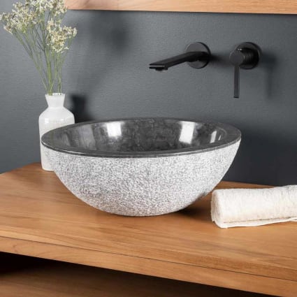 Vasque en marbre à poser noir 40cm | Maisons du Monde