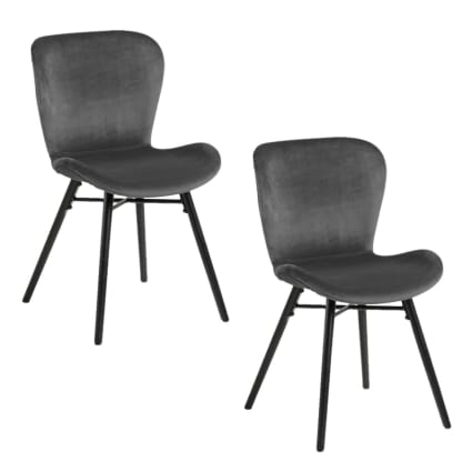 Lot de 2 Chaises en velours et bois grises et noires Lucie | Maisons du ...