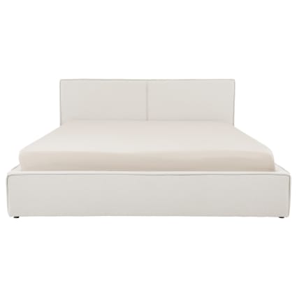 Lit double rembourré 160x200 avec sommier, blanc crème Calm | Maisons ...