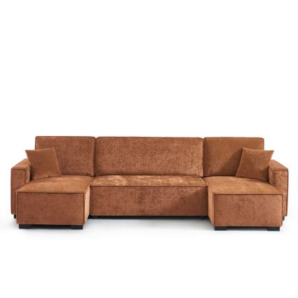 Canapé panoramique convertible tissu 6 places Oryon | Maisons du Monde