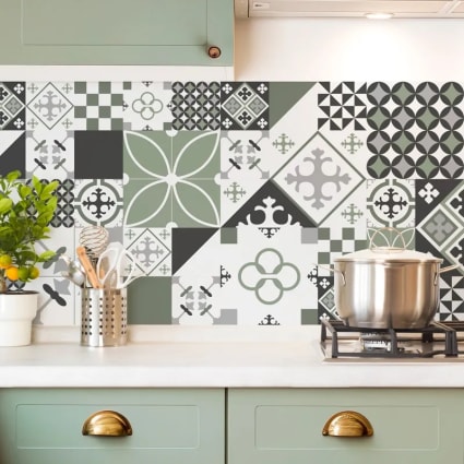 Crédence cuisine en aluminium - 360x50 cm - Vert Ciment style | Maisons ...