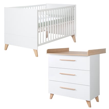 Chambre enfant évolutive en pannau de particules blanc et effet chêne ...
