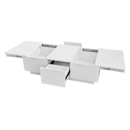 Table basse blanche avec tiroirs et rangement 100 x 50 x 31 cm ...