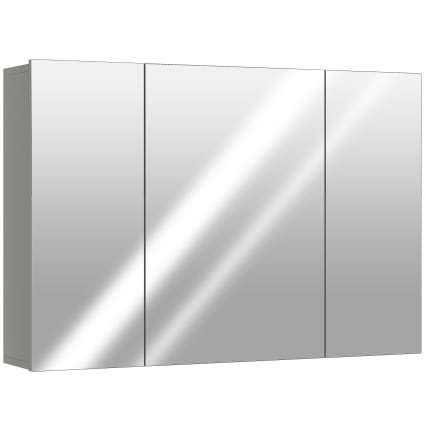 Armoire salle de bain 3 portes miroir en mdf gris Kleankin | Maisons du ...