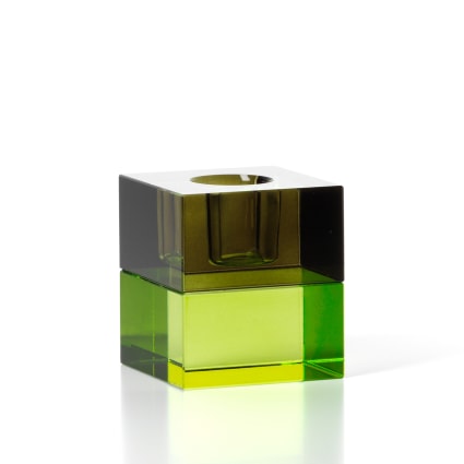 Bougeoir en verre recyclé vert et fumé 5x5x5,5cm Gem blocks | Maisons ...