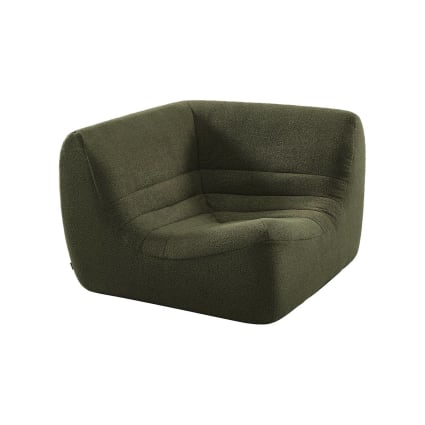 Poltrona angolare in bouclé testurizzato, verde kaki Sokol bouclé ...
