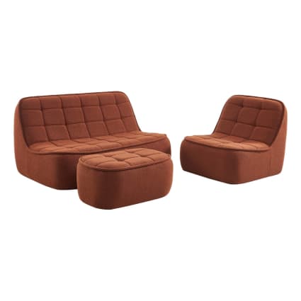 3-Sitzer Sitzgruppe mit Sofa, Sessel, Hocker terrakotta Boni | Maisons ...