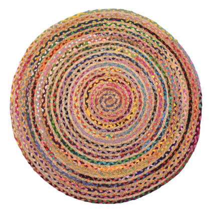 Tapis rond en jute pour entrée, tapis tissé main, rouge ø100 cm Alana ...