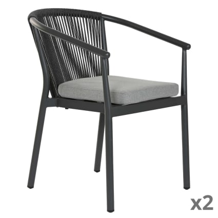 Lot 2 chaises en aluminium noir et gris 56x61x76 cm Alaya | Maisons du ...