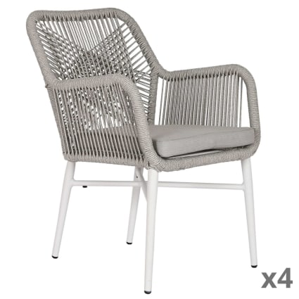 Lot 4 chaises en aluminium et rotin gris 57x63x84 cm Alaya | Maisons du ...