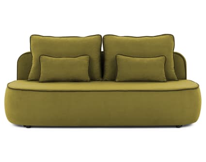 Canapé droit 3 places convertible avec coffre en velours vert olive ...