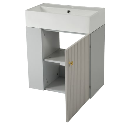 Lavandino in ceramica grigio 55x31x66,5 cm | Maisons du Monde