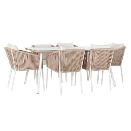 Ensemble table et chaises de jardin en aluminium beige 6 places Alaya ...