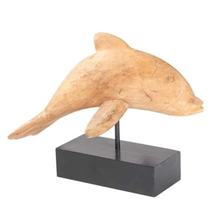 Figura de delfín de madera con soporte marrón 35x17x27h cm | Maisons du ...