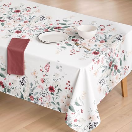 Nappe antitache enduite motif fleurs sauvages 140x100 cm Rosalia rojo ...