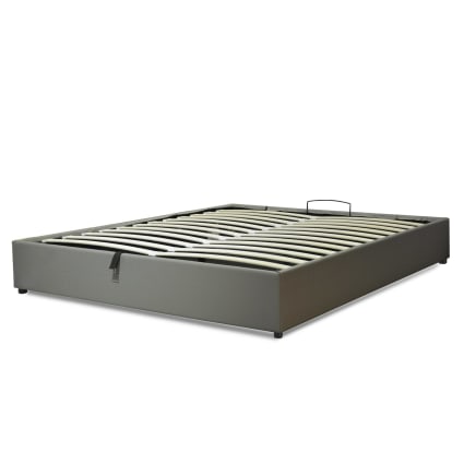 Lit coffre électrique en simili cuir gris 180x200cm Eden | Maisons du Monde