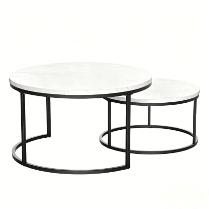 Couchtisch-Set aus Metall mit MDF-Tischplatte, Schwarz+Weiß | Maisons ...