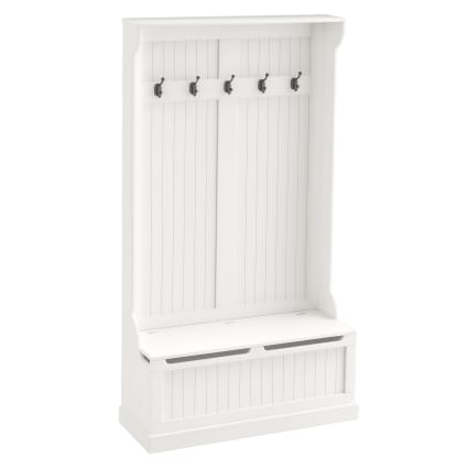 Meuble d'entrée avec banc porte manteaux 3 en 1 5 crochets crème Homcom ...