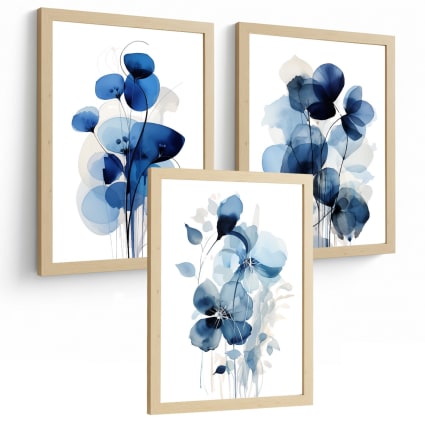Flores Azules Set De 3 Posters Sin Marco A3 | Maisons du Monde