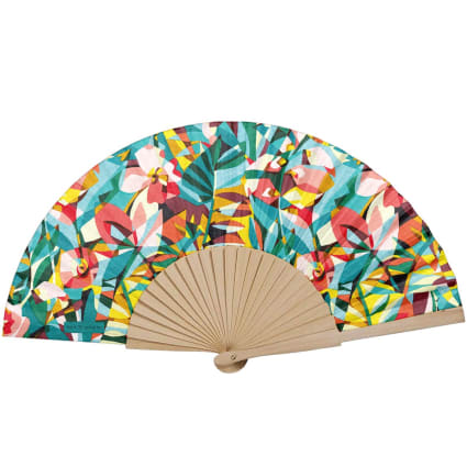 Ventaglio in legno di betulla e tessuto stampato fiori astratti Boa ...