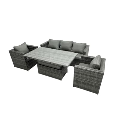 Fimous 5-Sitzer Polyrattan Set höhenverstellbar Dunkelgrau 1 x tisch; 2 ...