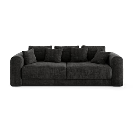 Divano letto cassapanca noce 4 posti tessuto a trama antracite scuro ...