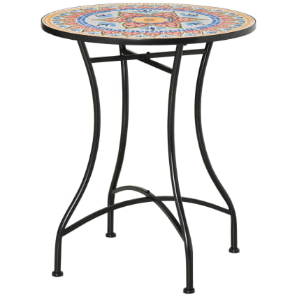 Gartentisch aus Metall mit Mosaikplatte Ø60x71 cm, rot | Maisons du Monde