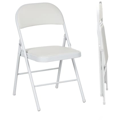 Set 2 sedie pieghevoli imbottite in finta pelle e metallo bianco Homcom ...