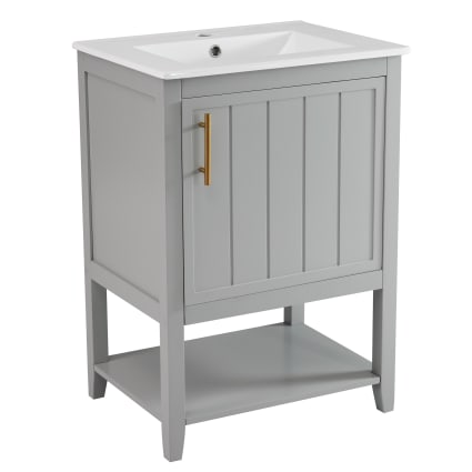 Petit Meuble Sous-Vasque Gris - Vanité Salle de Bain avec Rangement ...