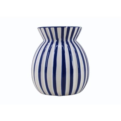Jarrón cerámico con relieve de rayas azules 19cm Ethan | Maisons du Monde