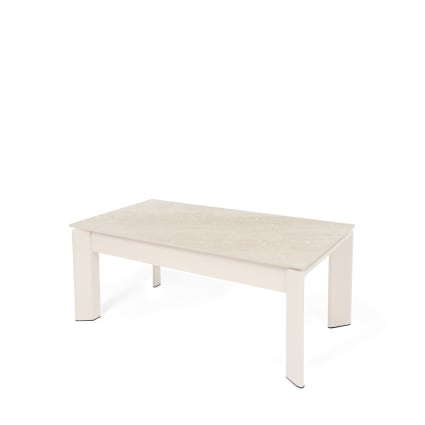 Table à hauteur réglable avec plateau beige et pieds en métal beige ...