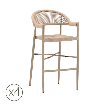 4er-Set Outdoor-Hocker aus braunem Aluminium und Seil Maelle | Maisons ...