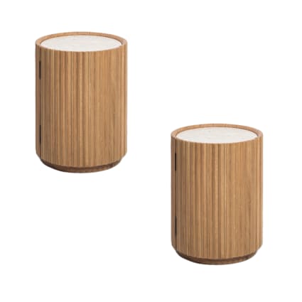 Lot de 2 tables de chevet, en chêne massif et pierre Franz | Maisons du ...